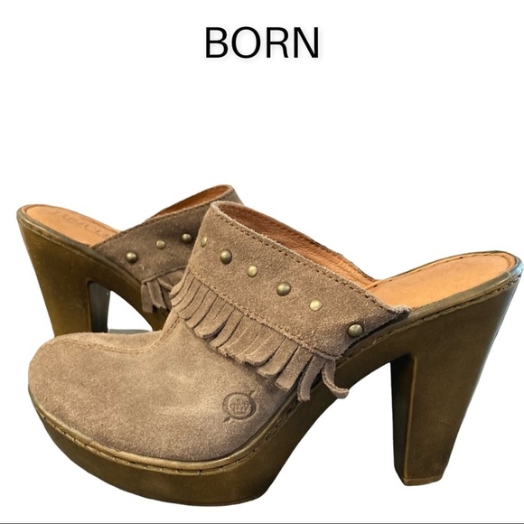 Born | Shoes | Born Sz 6 Tancy Suede Fringe Platform Mules | Poshmark